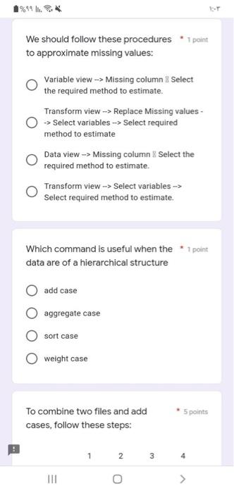 Solved 1%99₁. Data view and variable view are type * 1 point | Chegg.com