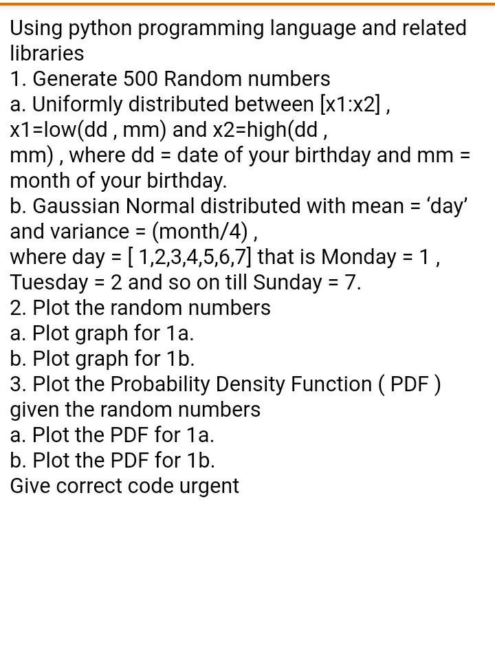 Solved Using python programming language and related | Chegg.com