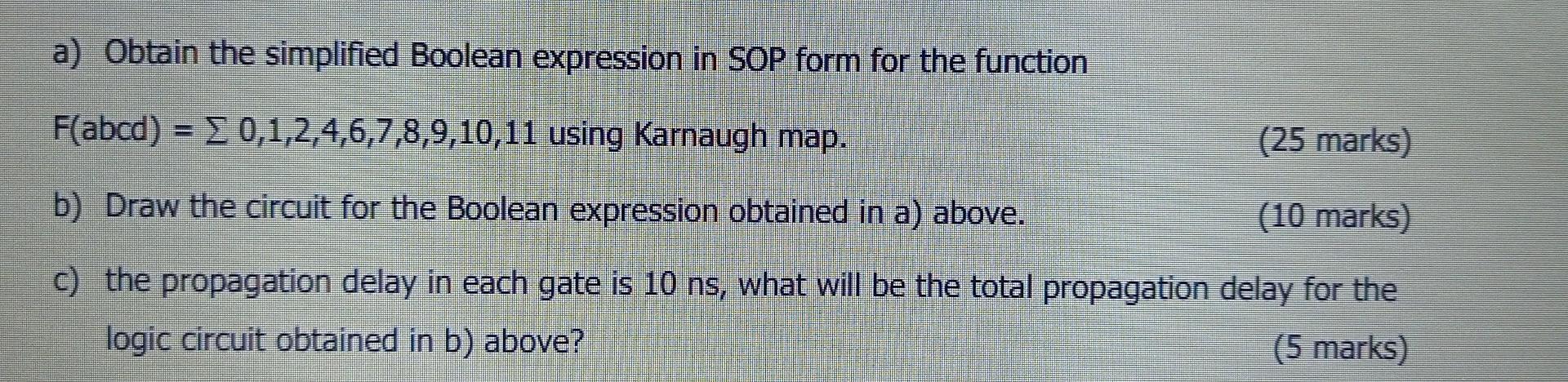 Solved a) Obtain the simplified Boolean expression in SOP | Chegg.com
