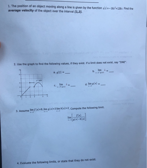Solved 1. The position of an object moving along a line is | Chegg.com