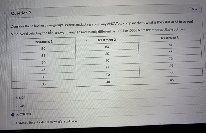 Solved Question 9 4 pts Consider the following three groups. | Chegg.com Solved Question 9 4 pts Consider the following three groups. | Chegg.com