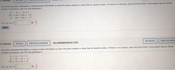 Solved Points EL Use either Gaussian mination or Gauss | Chegg.com