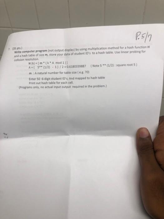 Solved 2.57 7. (35 pts Write computer program (not output | Chegg.com