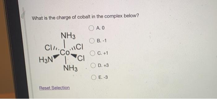 Solved Luc What is the charge of cobalt in the complex | Chegg.com