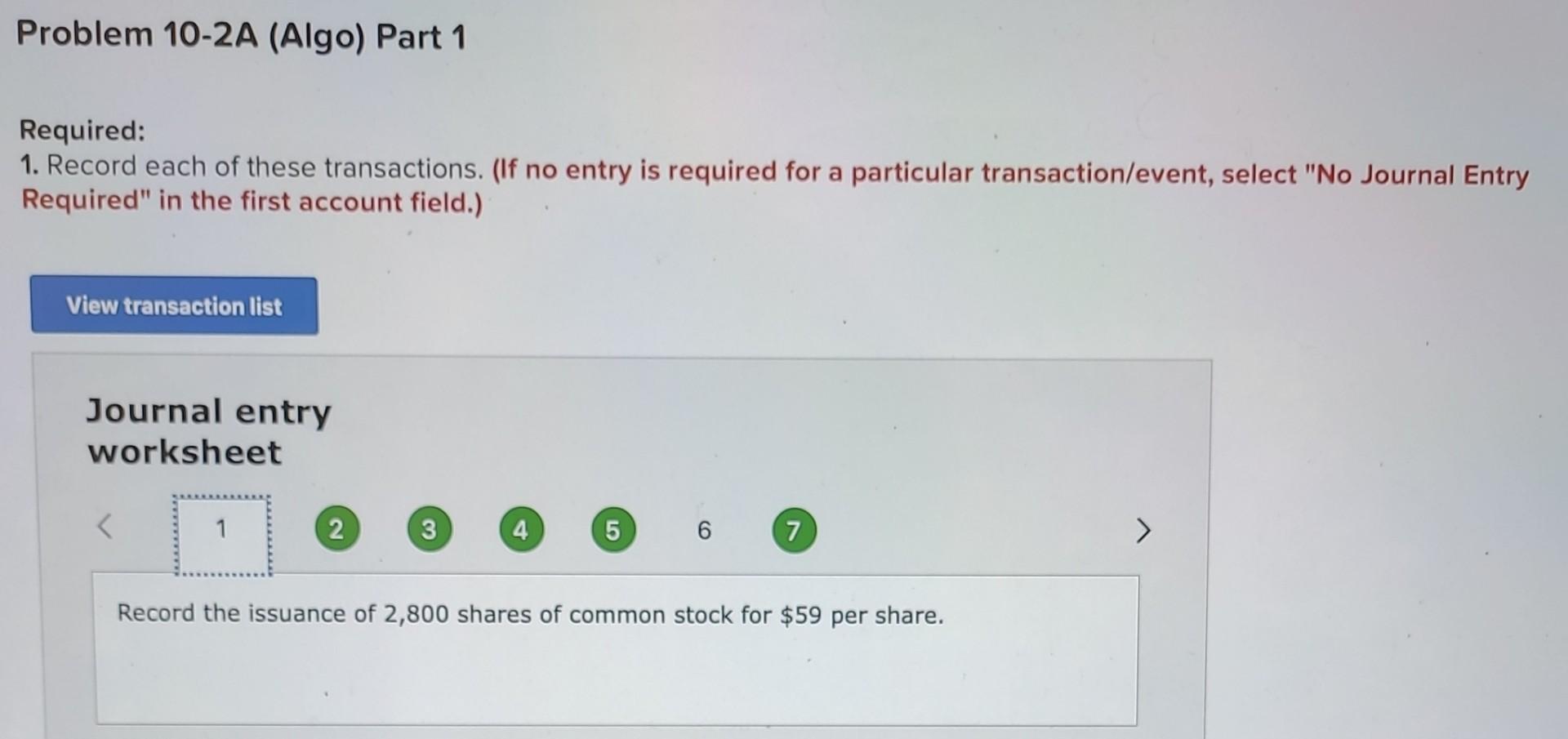 Solved Required information Problem 10-2A (Algo) Record | Chegg.com