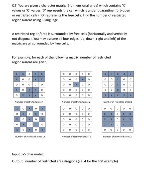 Solved Q2) You are given a character matrix (2-dimensional | Chegg.com