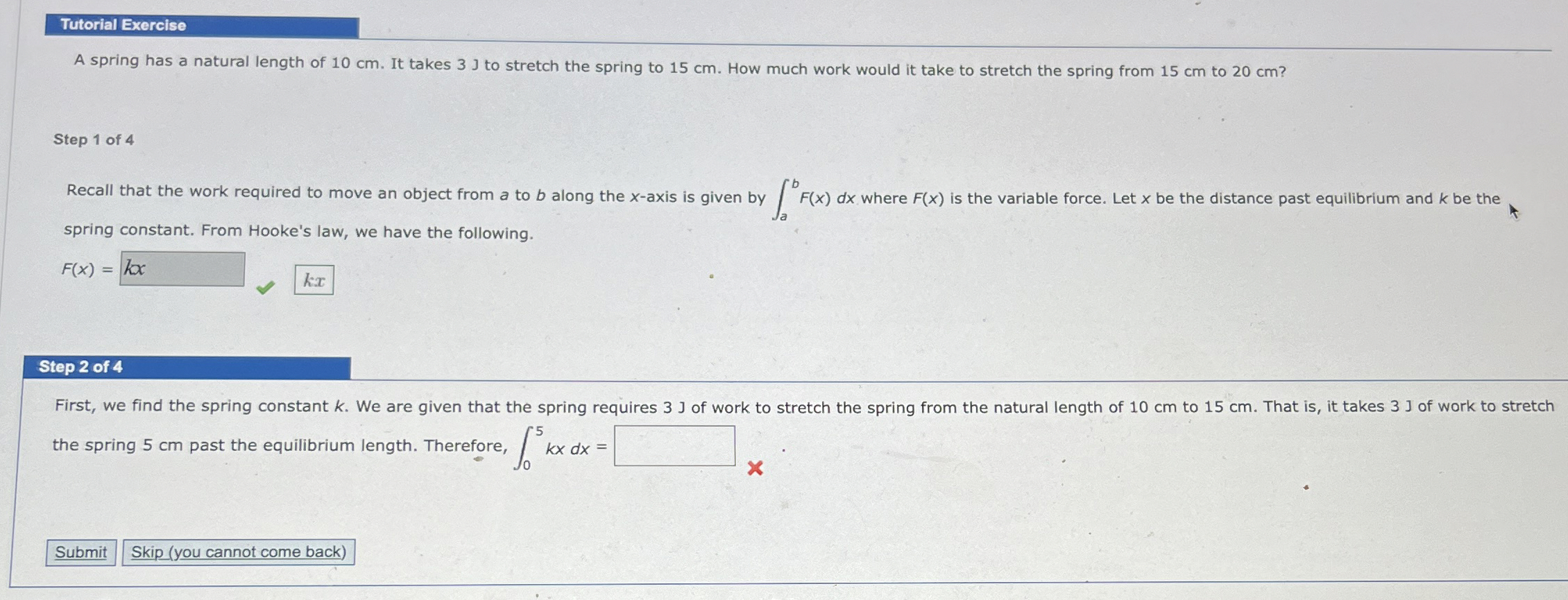 Solved Tutorial ExerciseA spring has a natural length of 10 | Chegg.com