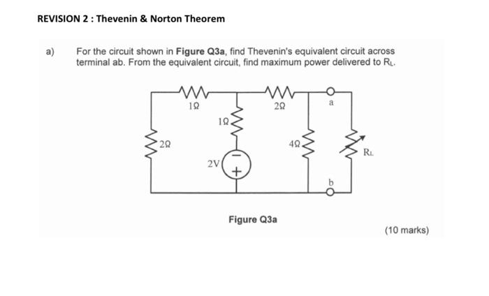 Solved For the circuit shown in Figure Q3a, find Thevenin's | Chegg.com