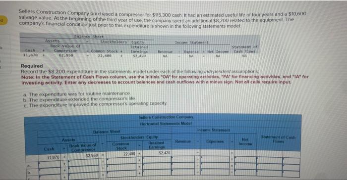 Solved Sellers Construction Company purchased a compressor | Chegg.com
