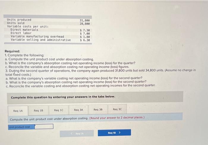 Solved Problem 6-23 (Algo) Absorption and Variable Costing; | Chegg.com