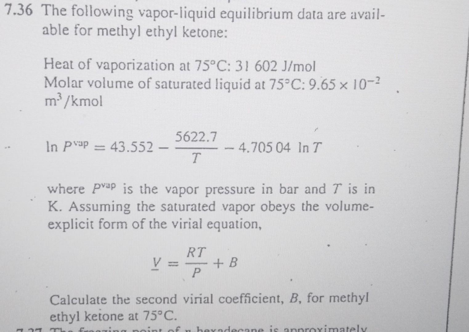 Solved 36 The following vapor-liquid equilibrium data are | Chegg.com
