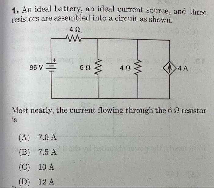 Solved 1. An ideal battery, an ideal current source, and | Chegg.com