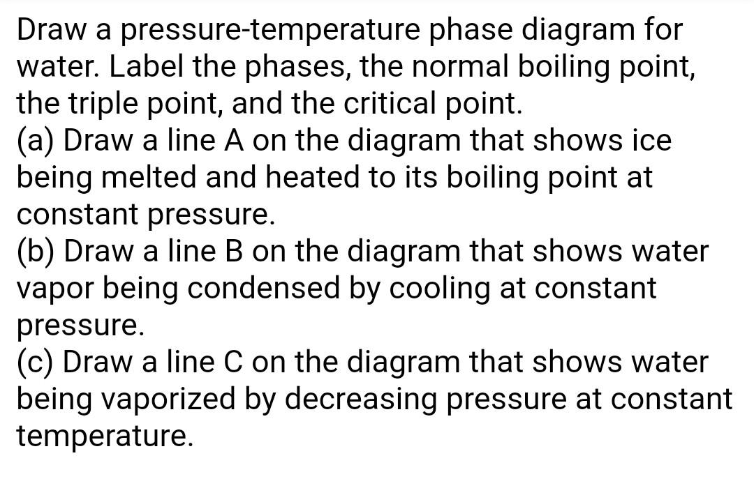 Solved Draw a pressure-temperature phase diagram for water. | Chegg.com