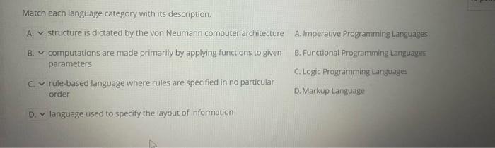 Solved Match each language category with its description. A. | Chegg.com