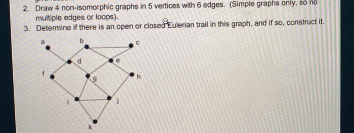 Solved 2. Draw 4 non-isomorphic graphs in 5 vertices with 6 | Chegg.com