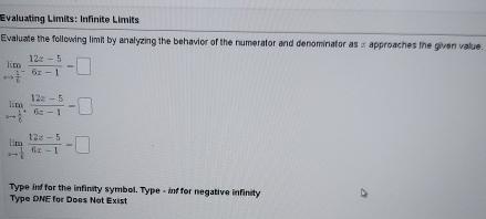 Solved Evaluating Limits: Infinite LimitsEvaluate the | Chegg.com