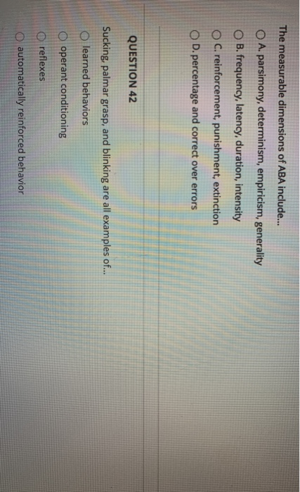 Solved The measurable dimensions of ABA include... O A. | Chegg.com