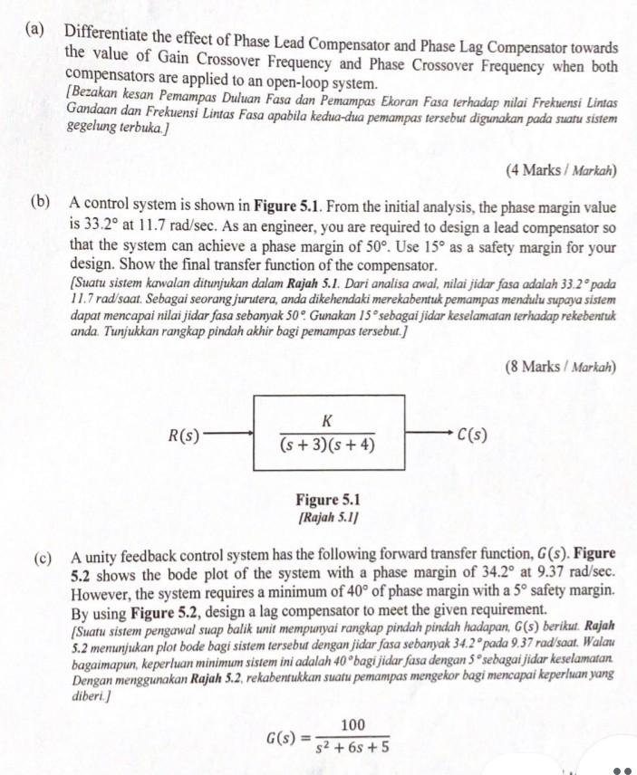 Solved (a) Differentiate the effect of Phase Lead | Chegg.com