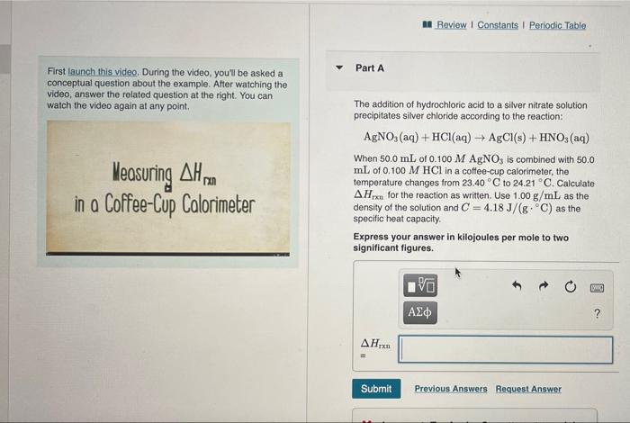 Solved A Review | Constants Periodic Table Part A First | Chegg.com