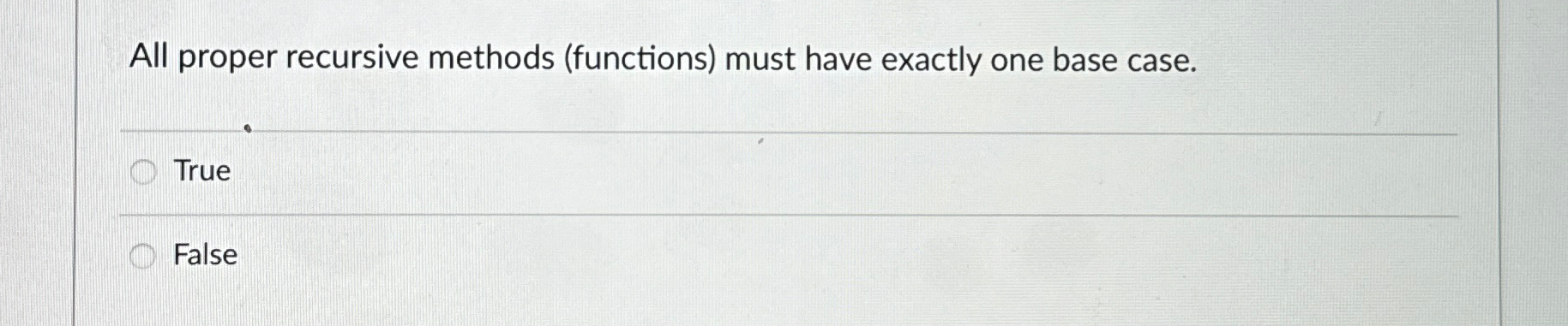 Solved All proper recursive methods (functions) ﻿must have | Chegg.com