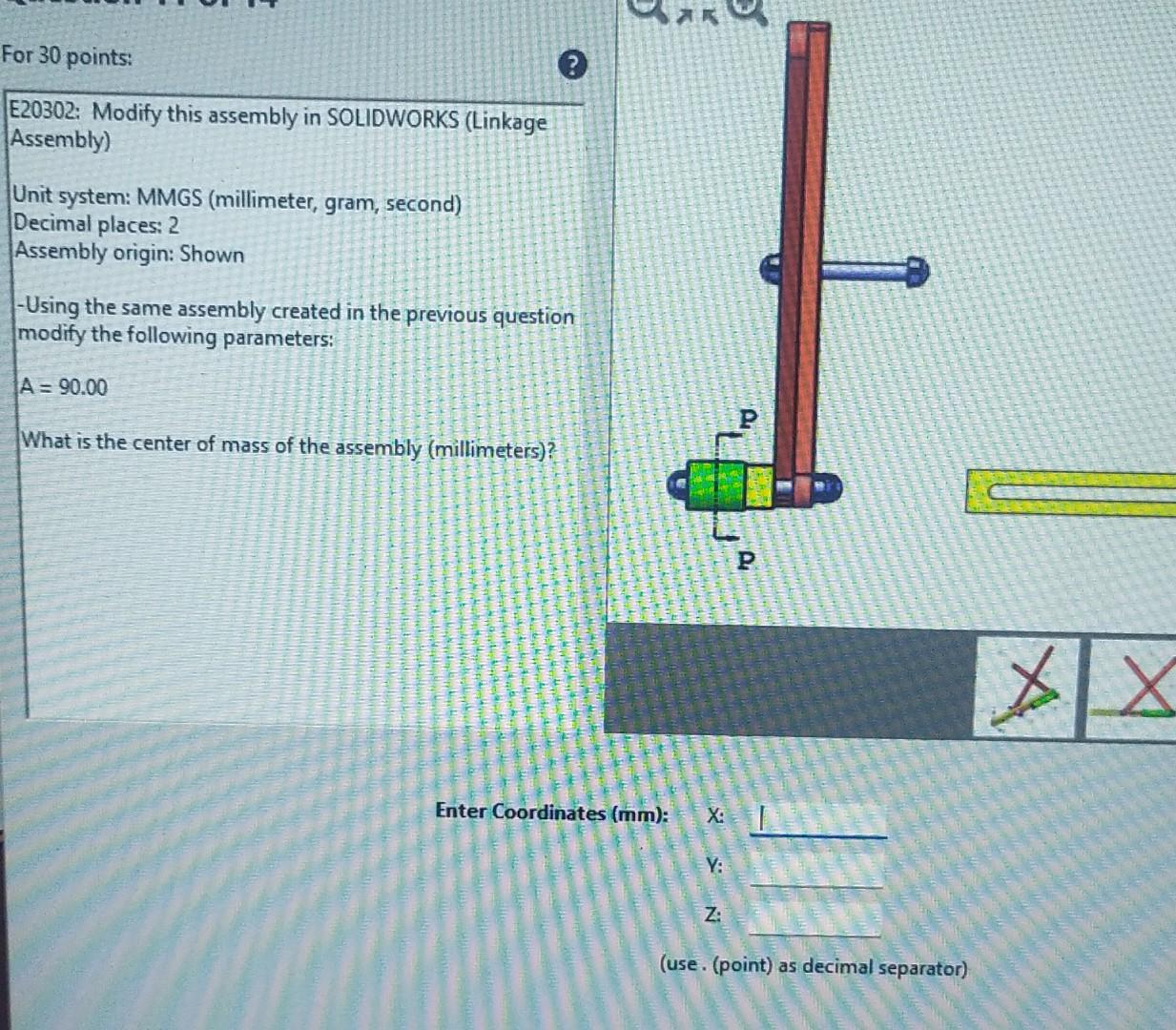 Solved E20301: Build this assembly in SOLIDWORKS (Linkage | Chegg.com