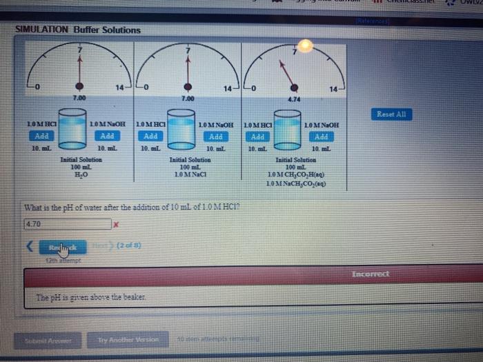 Solved SIMULATION Buffer Solutions 0 14LO 14 -0 14 7.00 7.00 | Chegg.com