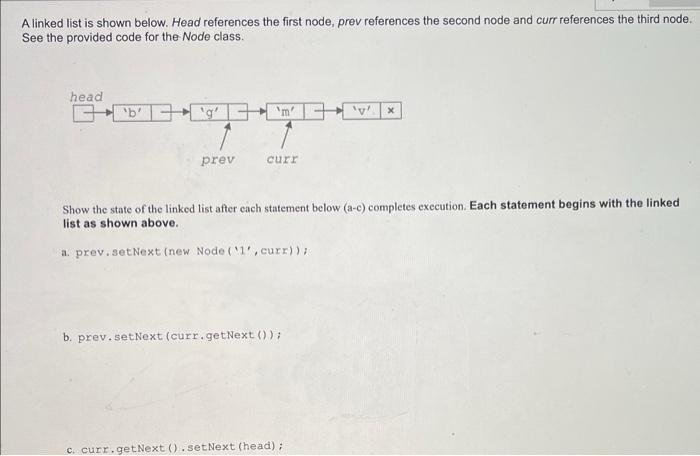 Solved A linked list is shown below. Head references the | Chegg.com