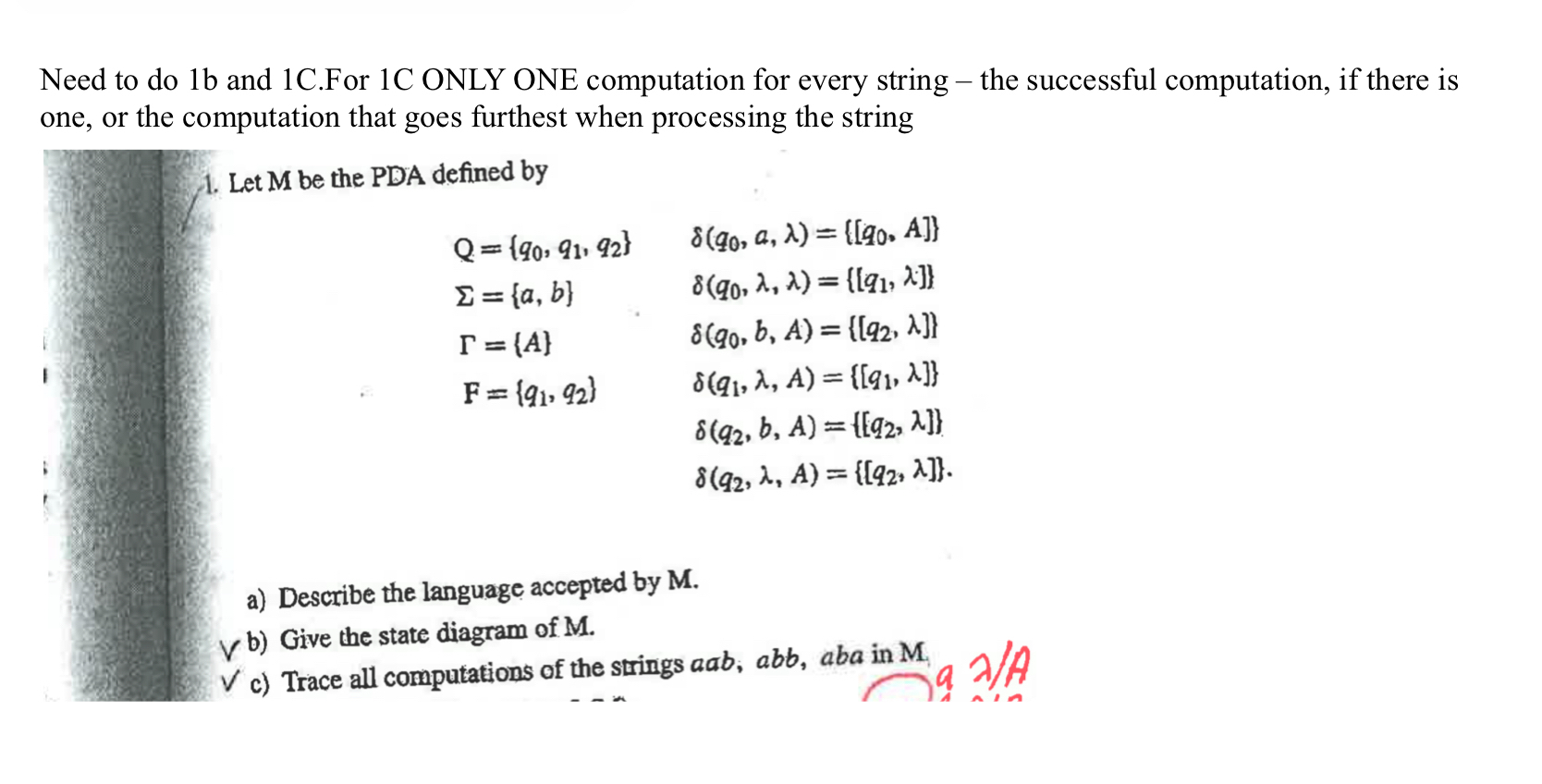 Need to do 1b ﻿and 1C.For 1C ONLY ONE computation for | Chegg.com
