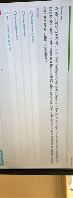 Solved View excerptWhen copying a formula across multiple | Chegg.com