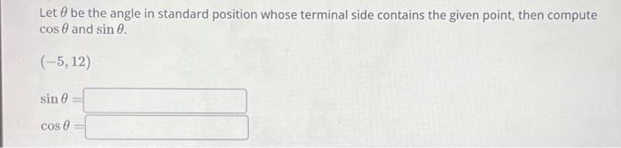 Solved Let be the angle in standard position whose terminal | Chegg.com