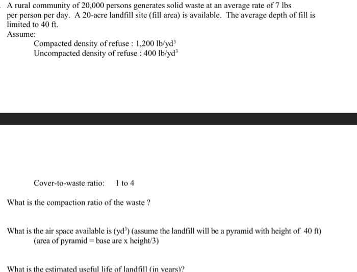 Solved A rural community of 20,000 persons generates solid | Chegg.com