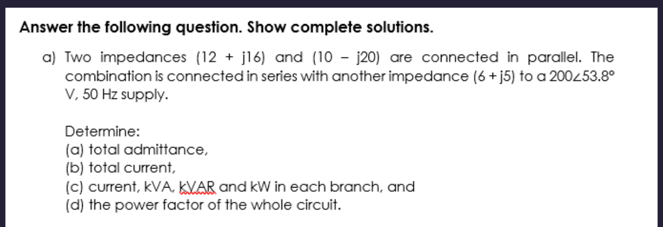 Solved Answer the following question. Show complete | Chegg.com