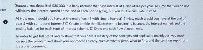 Solved Suppose you deposited $30,000 in a bank account that | Chegg.com
