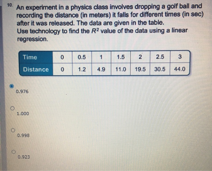 Solved 10. An experiment in a physics class involves | Chegg.com