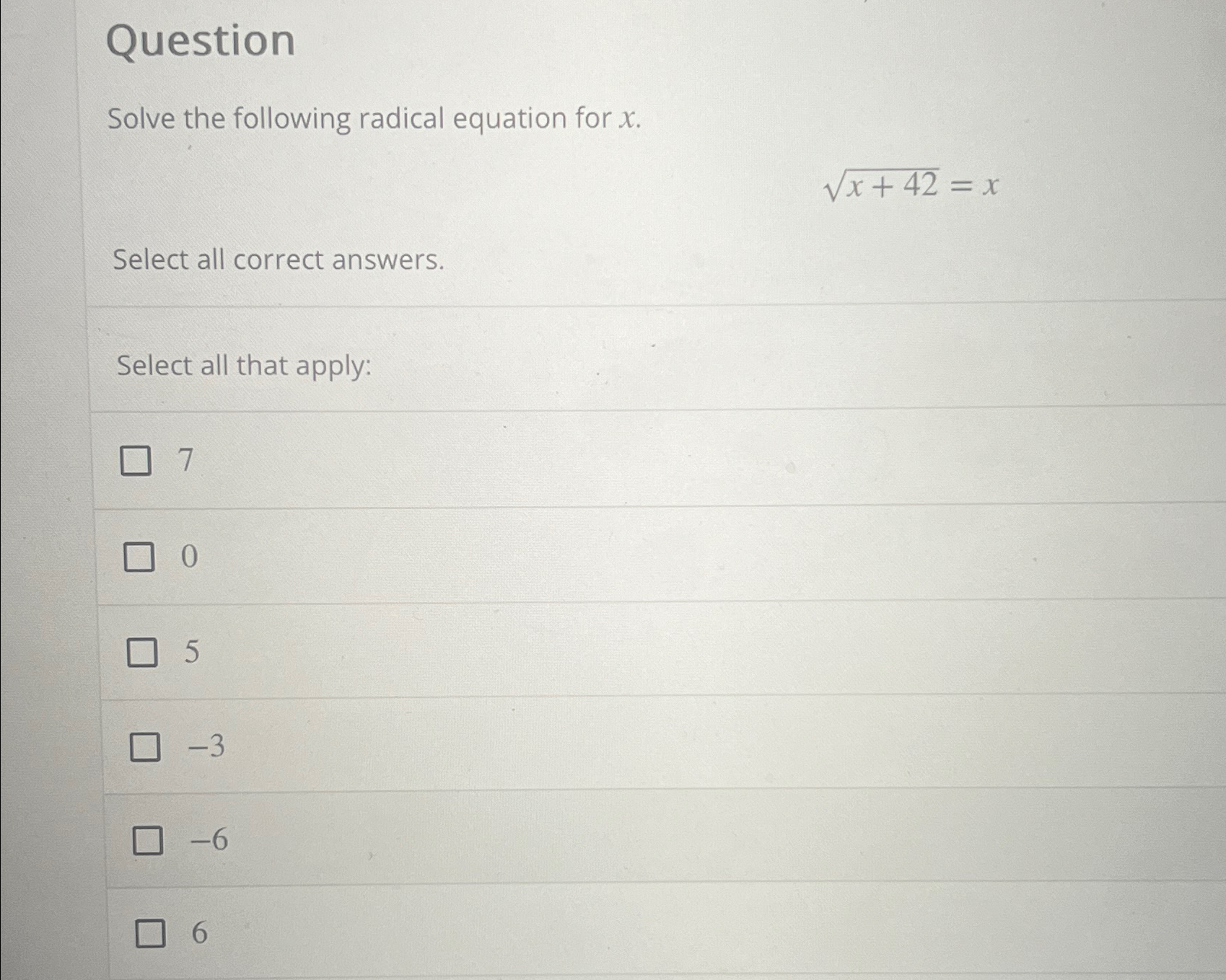 Solved QuestionSolve the following radical equation for | Chegg.com
