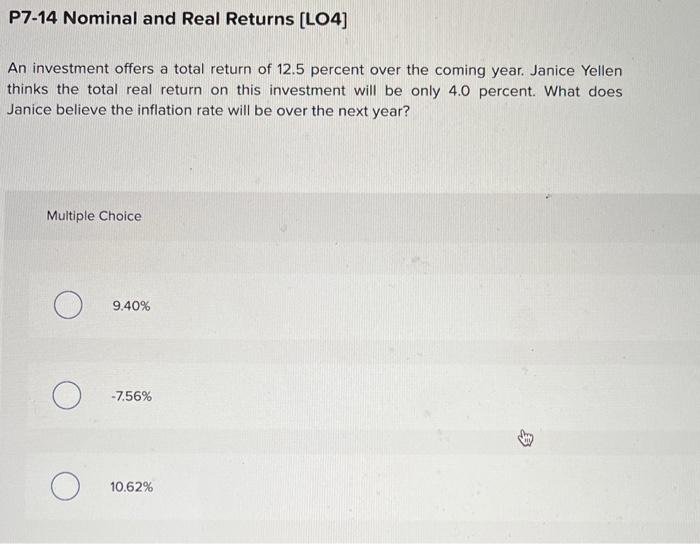Solved An investment offers a total return of 12.5 percent | Chegg.com