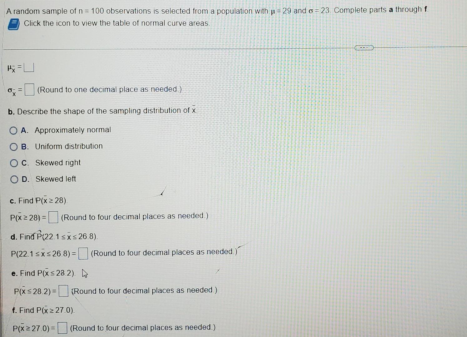 Solved A random sample of n=100 observations is selected | Chegg.com