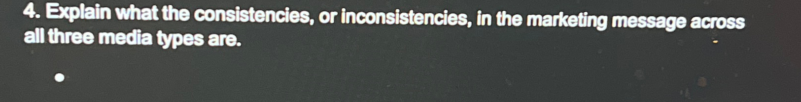 Solved Explain what the consistencies, or inconsistencies, | Chegg.com Solved Explain what the consistencies, or inconsistencies, | Chegg.com