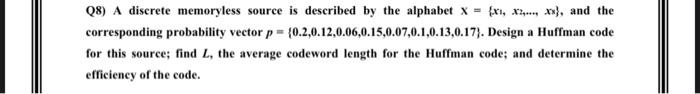 Solved Q8) A discrete memoryless source is described by the | Chegg.com