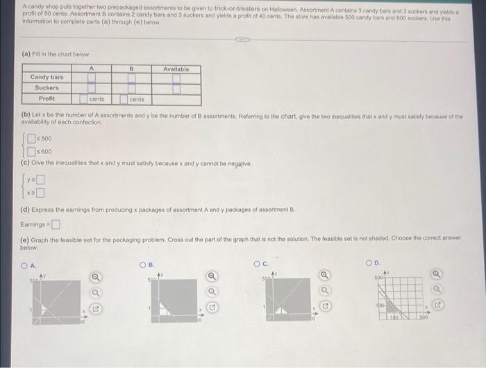 Solved A candy shop puts together two prepackaged | Chegg.com