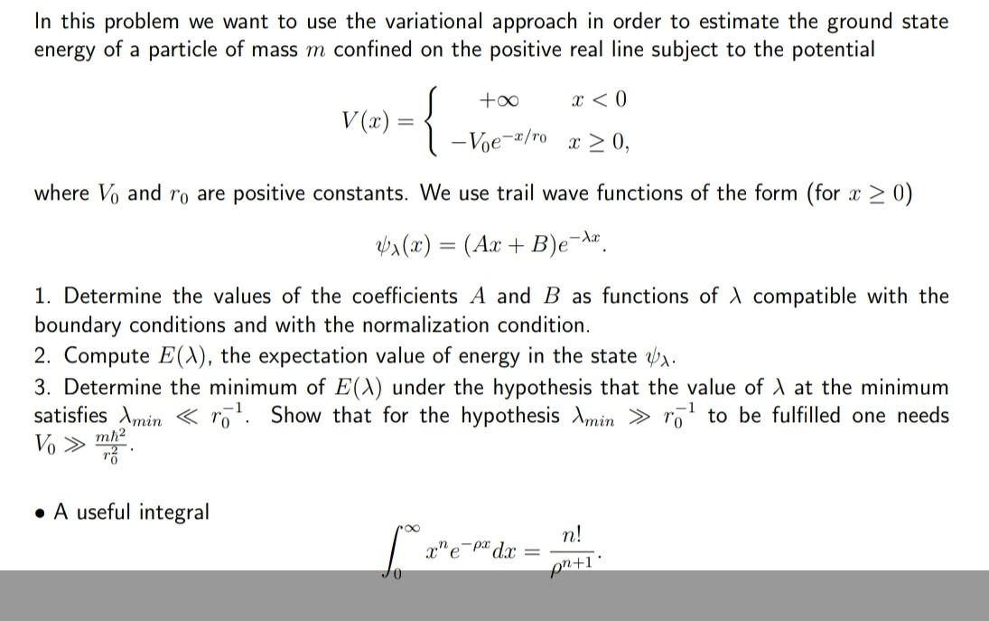 Solved In this problem we want to use the variational | Chegg.com