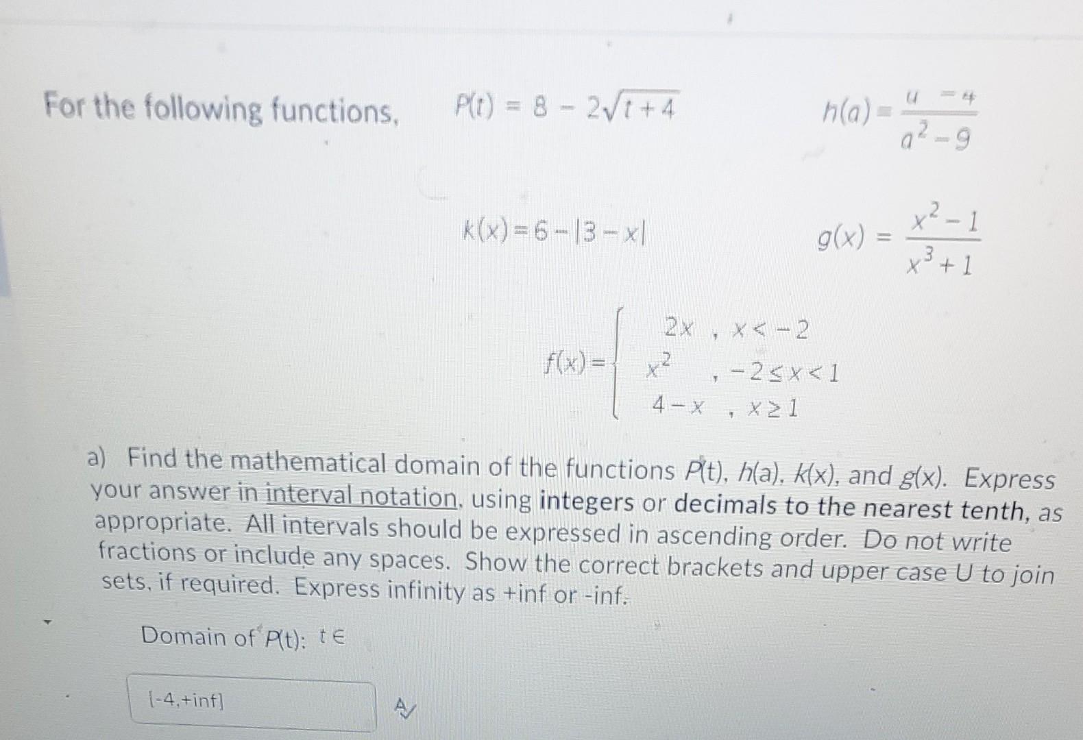 Solved For the following functions, | Chegg.com