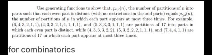 Solved Use generating functions to show that, ped(n), the | Chegg.com