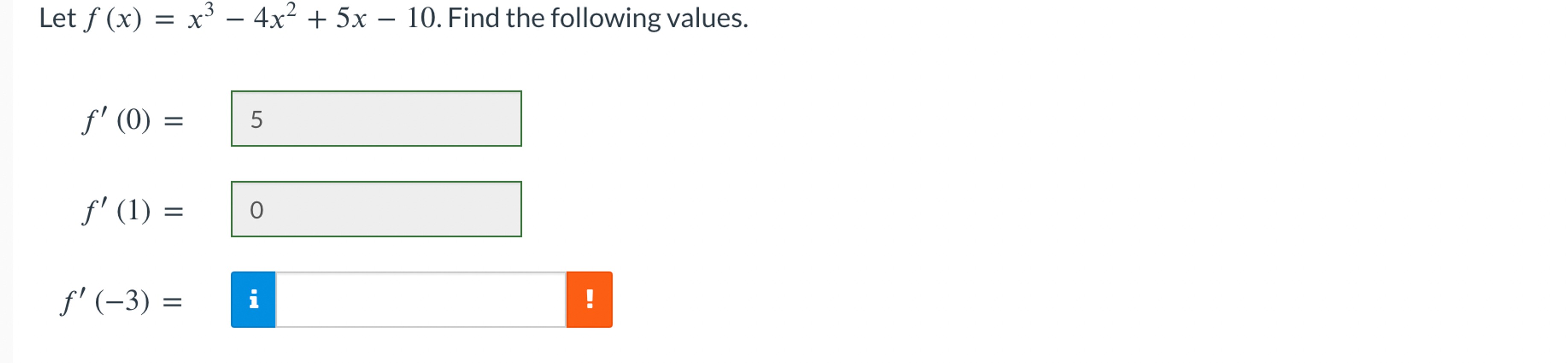Solved Let f(x)=x3-4x2+5x-10. ﻿Find the following | Chegg.com