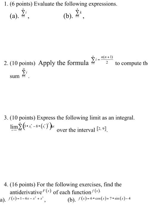 Solved 1. (6 points) Evaluate the following expressions. | Chegg.com
