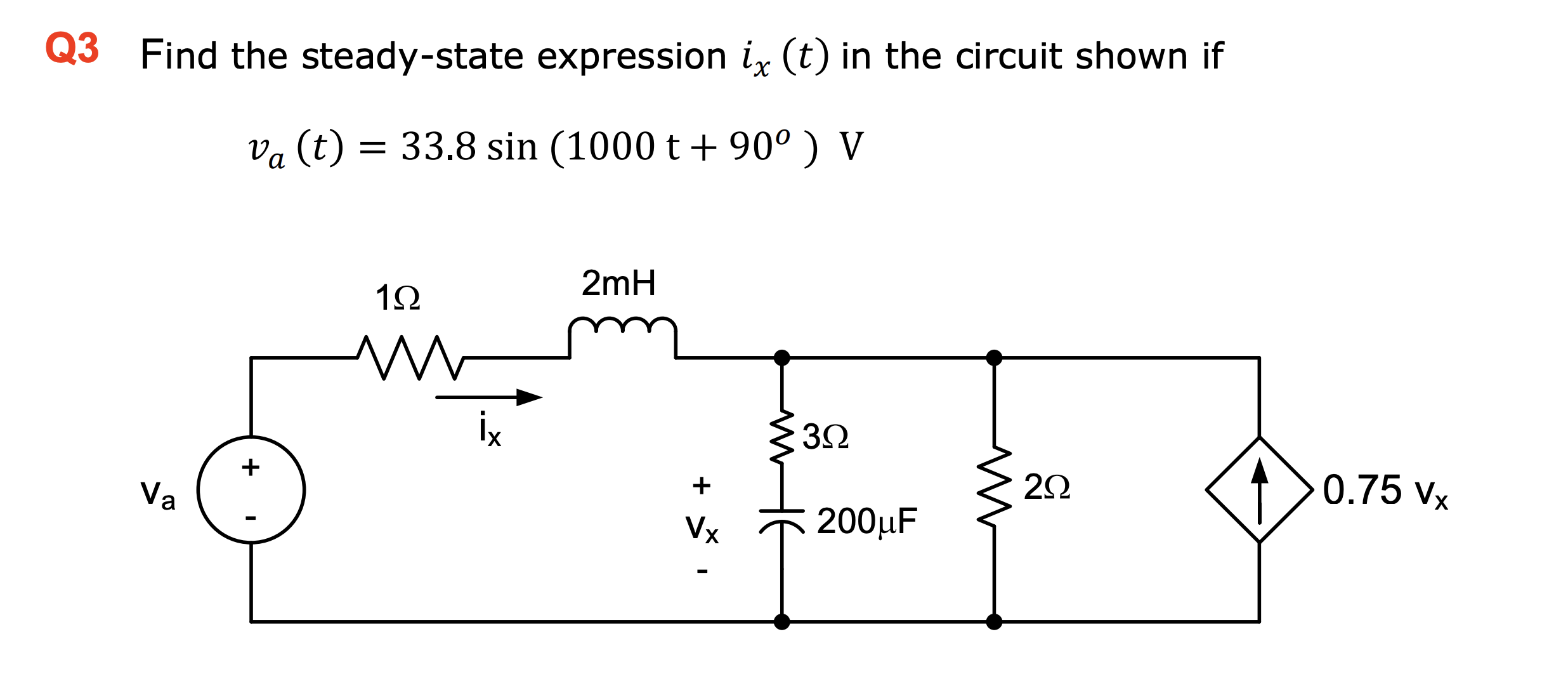 Solved Q3 ﻿Find the steady-state expression ix(t) in ﻿the | Chegg.com