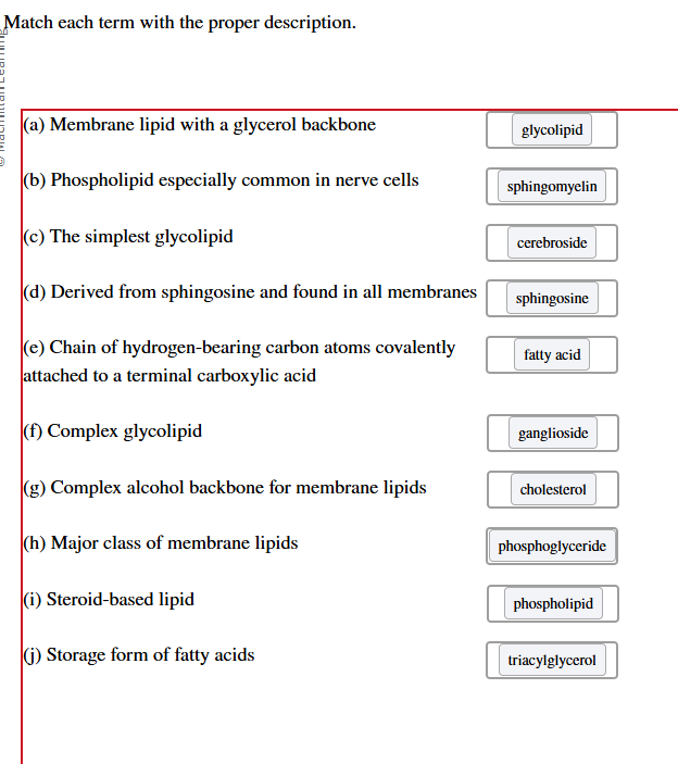 Solved Match each term with the proper description.(a) | Chegg.com