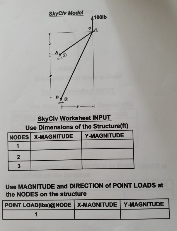 Solved Sky Civ Model 100lb C с 24 SkyCiv Worksheet INPUT Use | Chegg.com