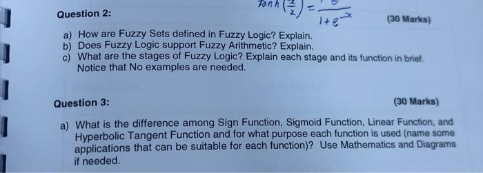 Solved Question 2: a) How are Fuzzy Sets defined in Fuzzy | Chegg.com