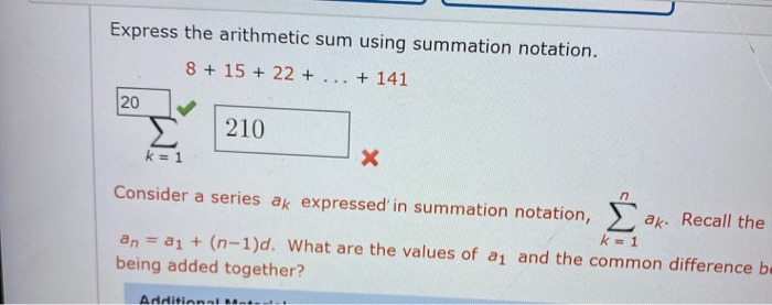 Solved Express The Arithmetic Sum Using Summation Notation 8898
